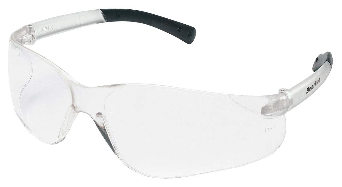 Crews (MCR Safety Glasses) BK110 - BearKat Safety Glasses - Scratch Resistant, Clear Lens, Transparent Frame/Temple Color, Polycarbonate, Universal Size, Provides UV Protection, ANSI Z8, Pack of 15