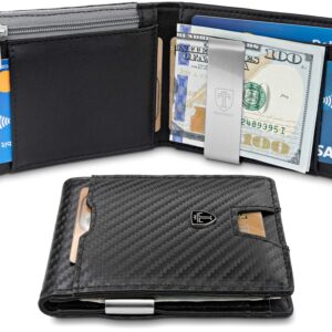 TRAVANDO Mens Slim Wallet with Money Clip NEW YORK - RFID Blocking Credit Card Holder with Coin Pocket for Men with Gift Box