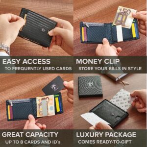 TRAVANDO Mens Slim Wallet with Money Clip NEW YORK - RFID Blocking Credit Card Holder with Coin Pocket for Men with Gift Box