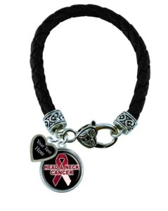 holly road head and neck cancer black leather bracelet jewelry awareness choose your text