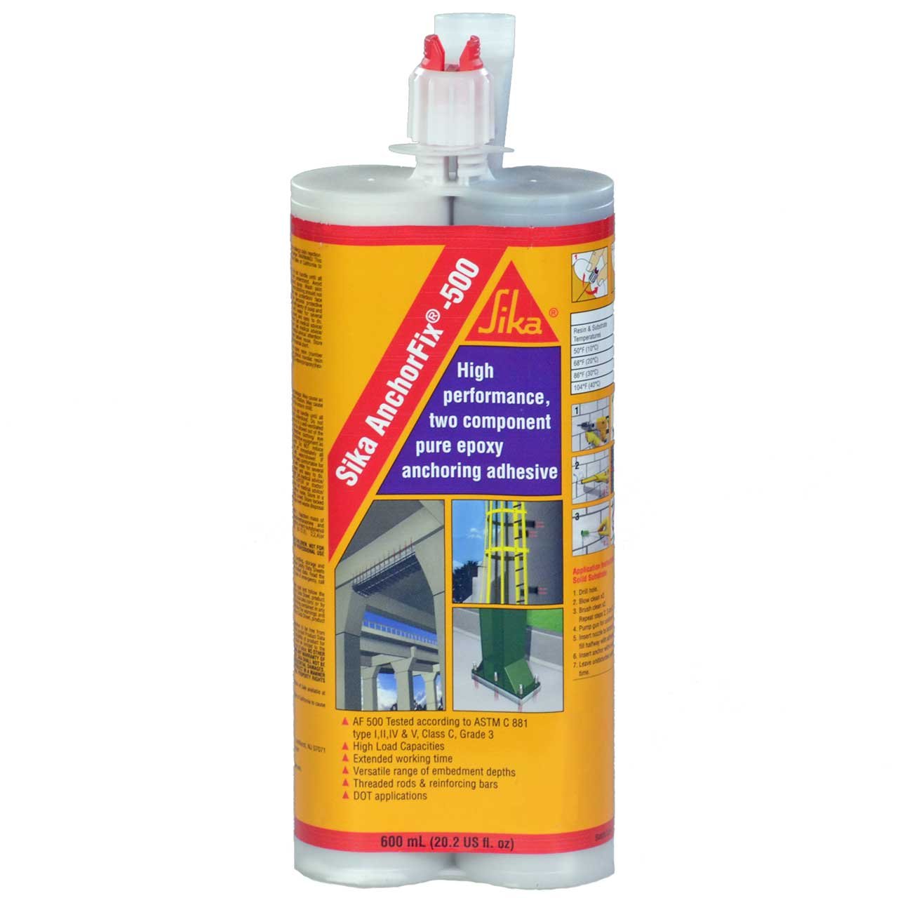 Sika AnchorFix 500, 20 oz Two Component Epoxy, High Performance, Concrete Anchoring System