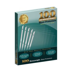 gold seal 100 clear heavyweight poly sheet protectors, 8.5" x 11"