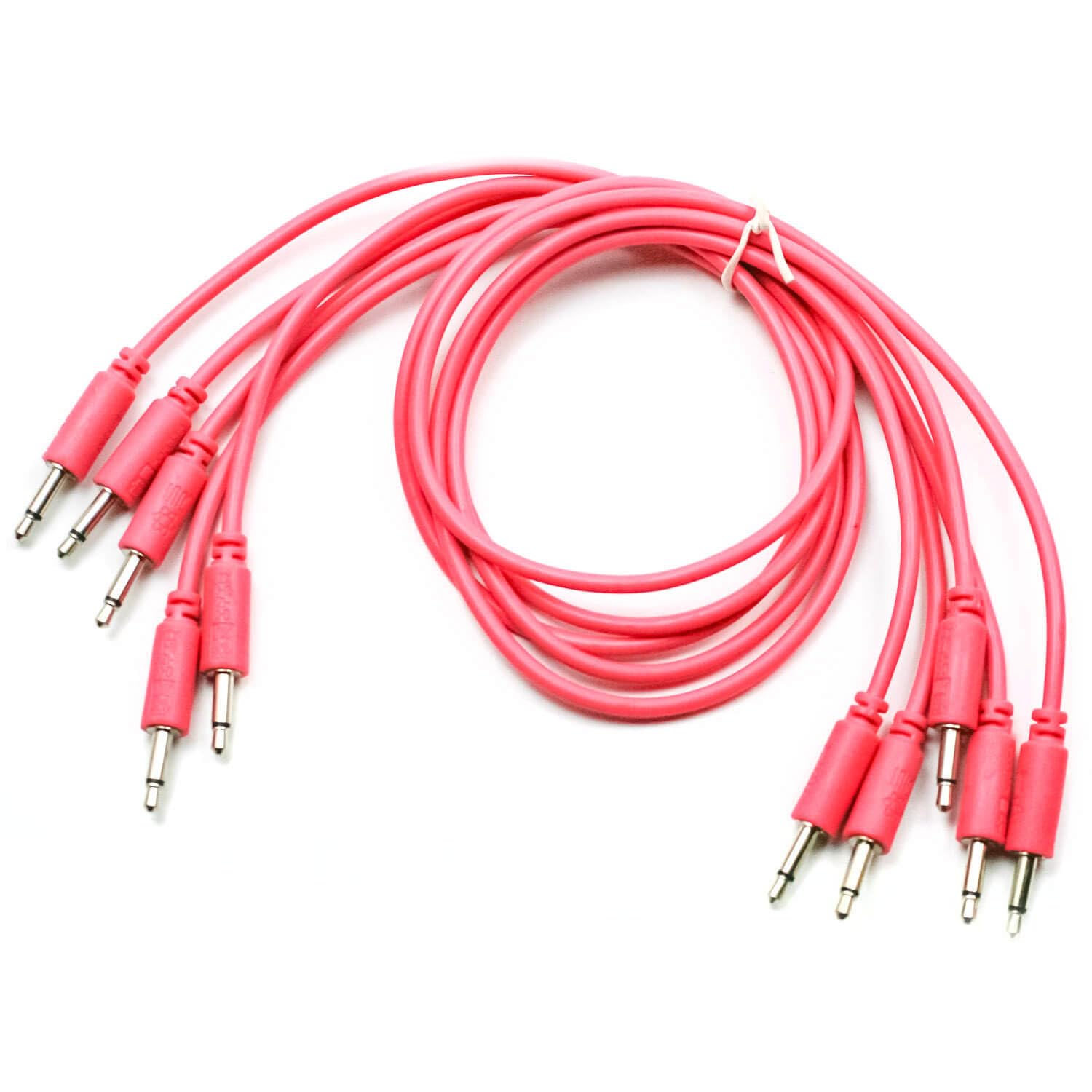 Synthrotek Eurorack Patch Cables 18" (45cm) Pink, 5-Pack 3.5mm 1/8 inch Mono TS to TS Cables