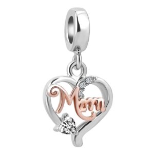 lovelycharms love mom mother heart charm dangle rose gold bead for european bracelet