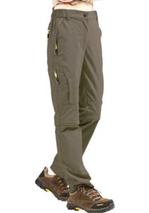 womens hiking pants convertible outdoor waterproof quick dry zip off lightweight fishing cargo pants 4409,khaki,2