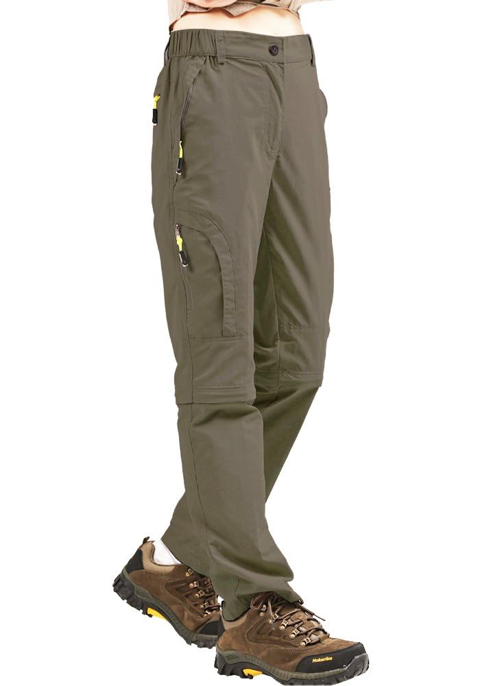 Womens Hiking Pants Convertible Outdoor Waterproof Quick Dry Zip Off Lightweight Fishing Cargo Pants 4409,Khaki,2