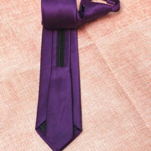 Mens Big Boys Dark Purple Silk Clip on Zip Ties Elegant Formal Wedding Neckties