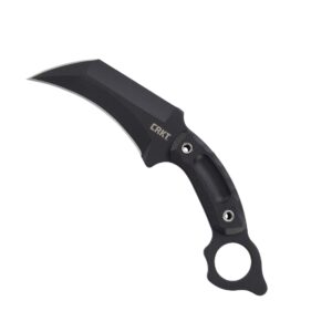 crkt du hoc fixed blade knife with sheath: powder coated sk5 steel, karambit blade, g10 handle, molle compatible sheath 2630