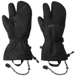 outdoor research men's highcamp 3-finger gloves, black, large