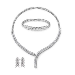 masop sparkle cubic zircon women jewelry set for wedding marquise leaf shape bracelets earrings necklace