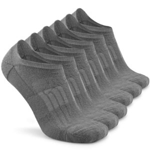 busy socks men's merino wool no show athletic running socks, women's mesh breathable super soft thin socks for summer, 6 pairs, large, medium grey