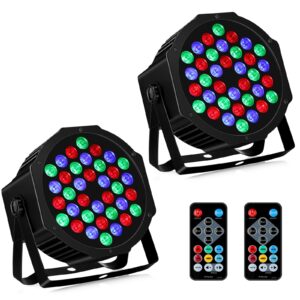 36 led stage lights rgb dj led par light remote & dmx controlled sound activated auto play uplights for wedding birthday christmas holiday music show dance party stage lighting-2 pack