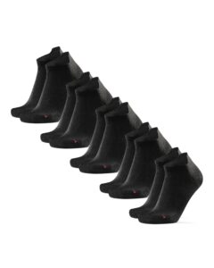 danish endurance 5 pack low-cut athletic socks, moisture wicking, men & women, black, medium