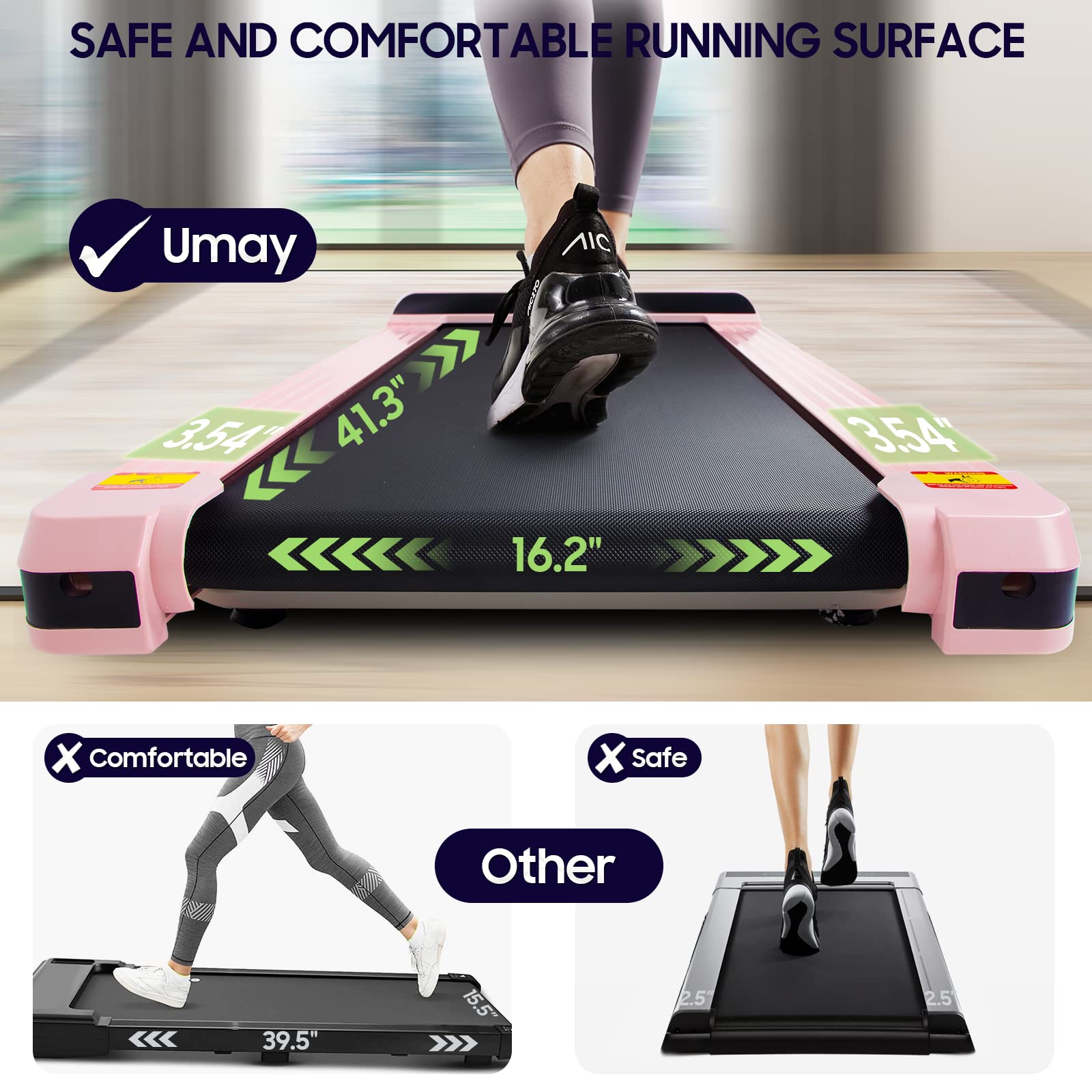 UMAY Walking Pad, Under Desk Treadmill with Remote, SPAX APP and LED Display, 3 in 1 Walking Jogging Running Machine for Home Office