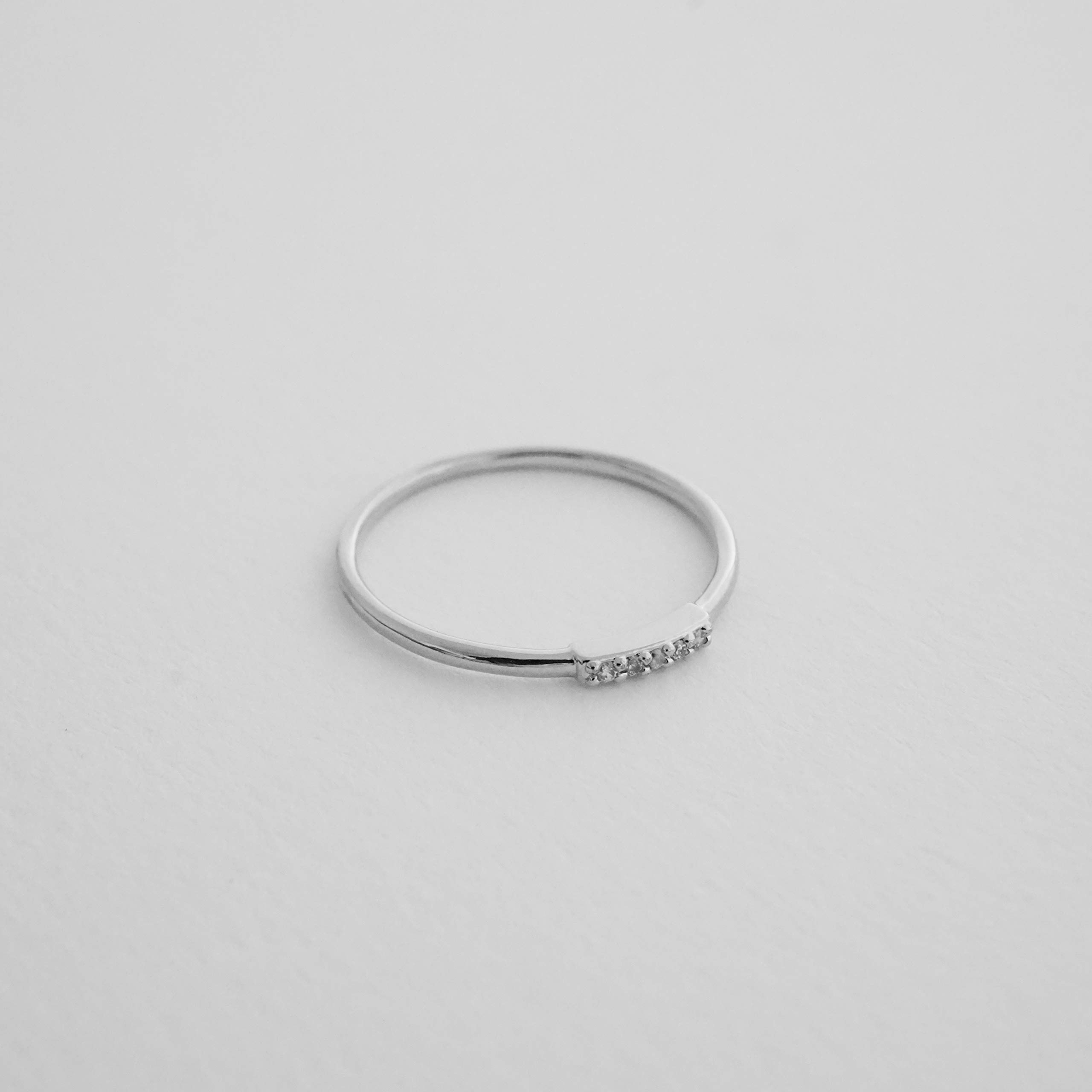 Honeycat Mini Crystal Row Ring in Sterling Silver Plate | Minimalist, Delicate Jewelry (Silver 5)