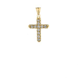 religious jewelry elegant 10k yellow gold diamond mini cross pendant