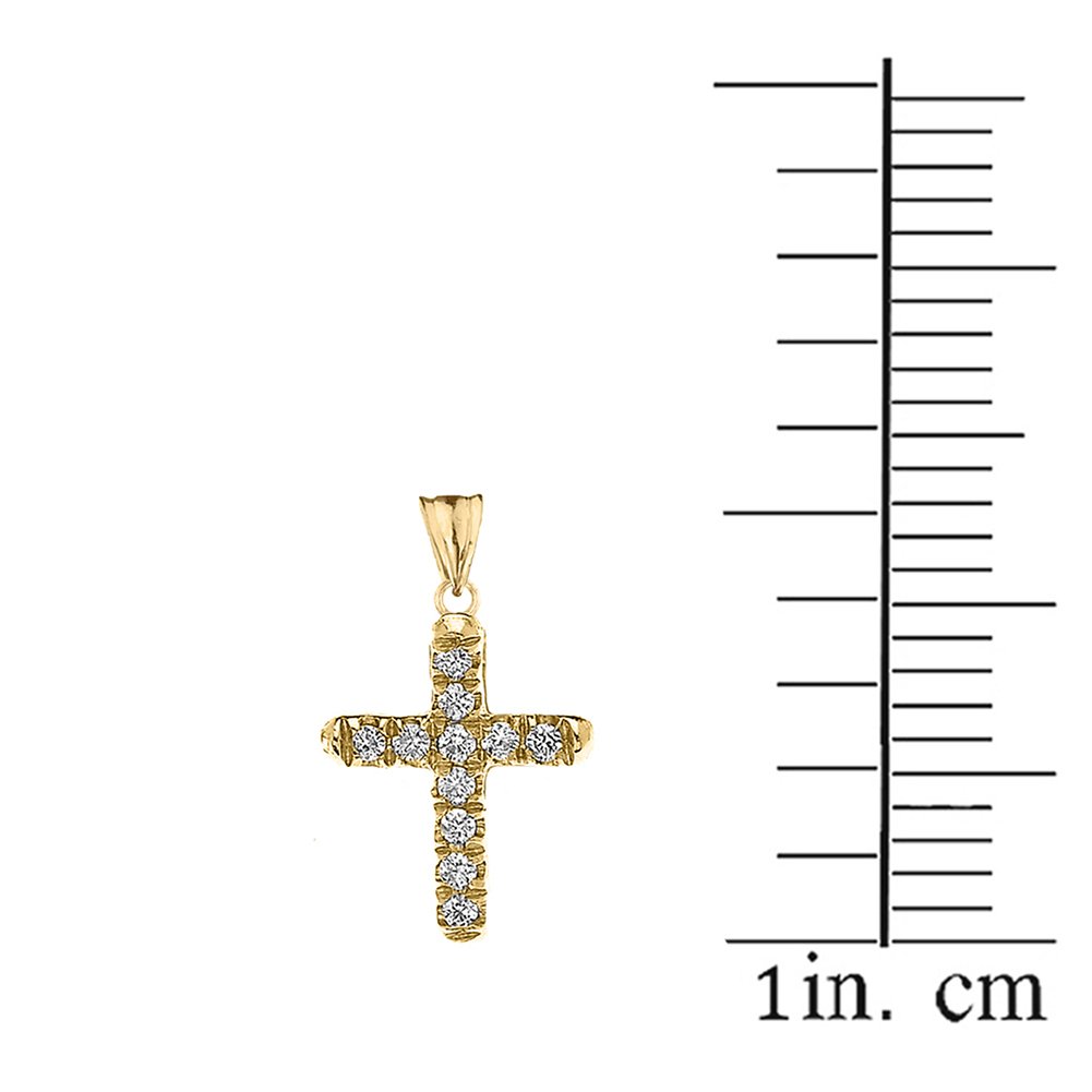 Religious Jewelry Elegant 10k Yellow Gold Diamond Mini Cross Pendant