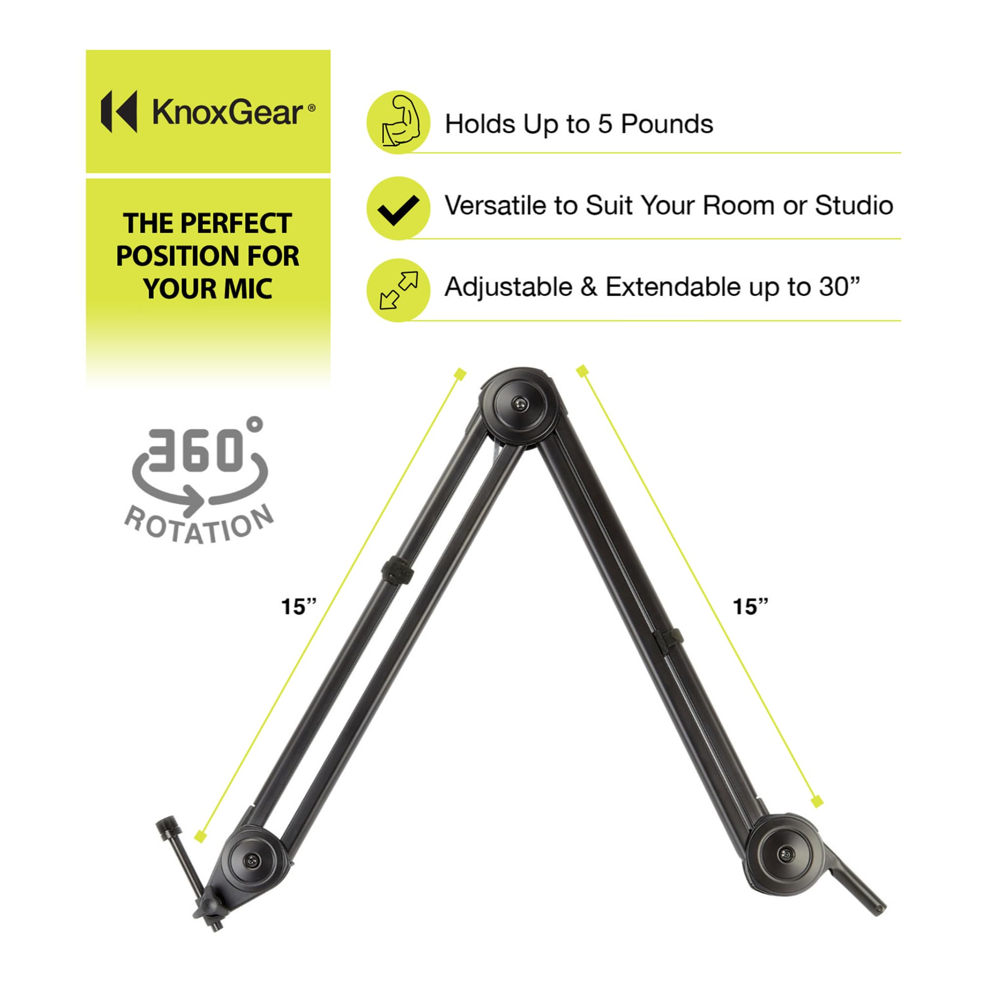 Knox Gear Professional Microphone Studio Stand for Yeti and Snowball Microphones (Compatible with all Microphones and Shock Mounts)