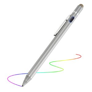 2-in-1 active stylus digital pen with 1.5mm ultra fine tip for ipad iphone samsung tablets, work on touchscreen phones and tablets,good at drawing and writing, grey