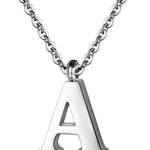 PARTNER Stainless Steel Silver Initial Necklace Alphabet Pendant Necklace 16" with 2" extender Women letter Necklace (Silver Initial A)