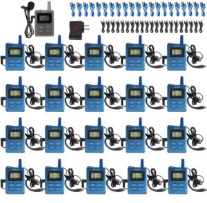 exmax elgt-470 simultaneous interpreting equipment headset tour guide system 100 channels for church,exhibition,training,reception,church,teaching,assistive listening(1 transmitter & 20 receivers)