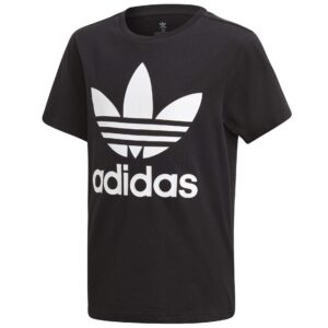 adidas originals kids' big boys' trefoil tee, black/white, large