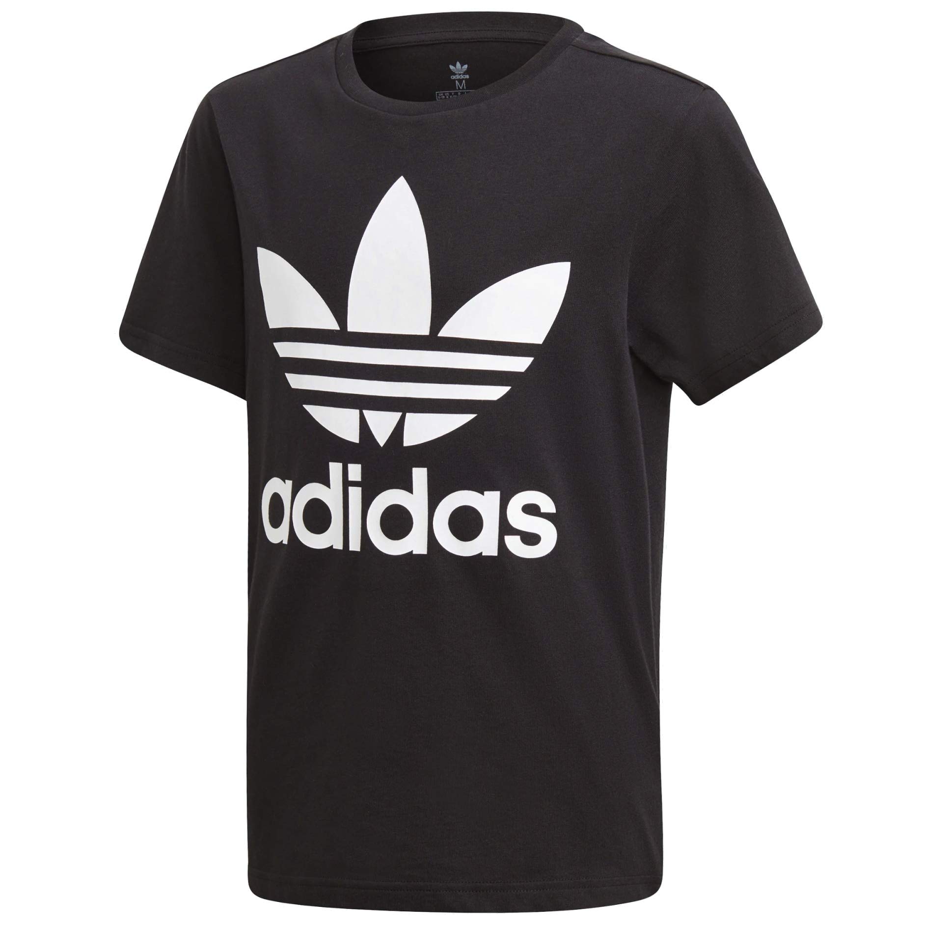 adidas Originals Kids' Big Boys' Trefoil Tee, Black/White, Large