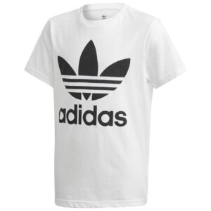 adidas originals kids' big boys' trefoil tee, white/black, x-small