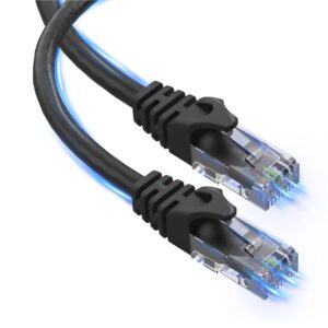 ultra clarity cables cat 6 ethernet cable 100 ft, outdoor&indoor 10gbps ethernet cable, high speed cat6 cable rj45 lan internet cable for computer, router, modem, ps4/5, xbox, gaming - black