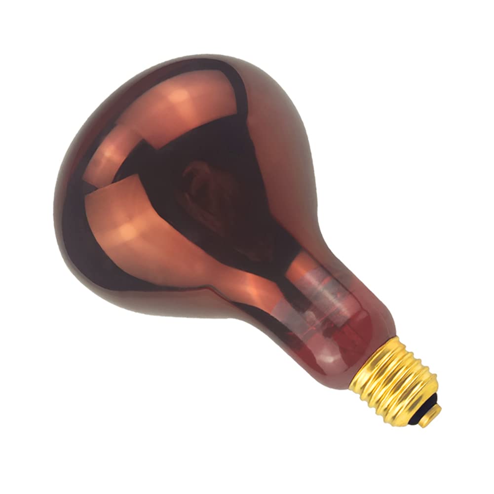 BONGBADA Infrared Bulbs R40/125 Watts Roasted Red Glass Lamp Bulb for Reptiles, Bathroom, Farm, Pet, Chicks, Physiotherapy Heating Use E26 Base, Flood Light Heat Lamp Bulb