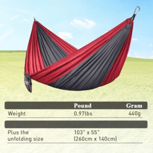 Forbidden Road Camping Hammock Single Hammocks Parachute Hammock for Outdoor Hiking Travel Backpacking - 210D Nylon Taffeta Hammock Swing - Support 400lbs Ropes Carabiners Included