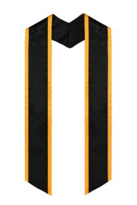 graduationmall plain graduation honor stole angled end black with gold trim unisex adult 72" long