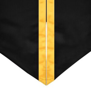 GraduationMall Plain Graduation Honor Stole Angled End Black With Gold Trim Unisex Adult 72" Long