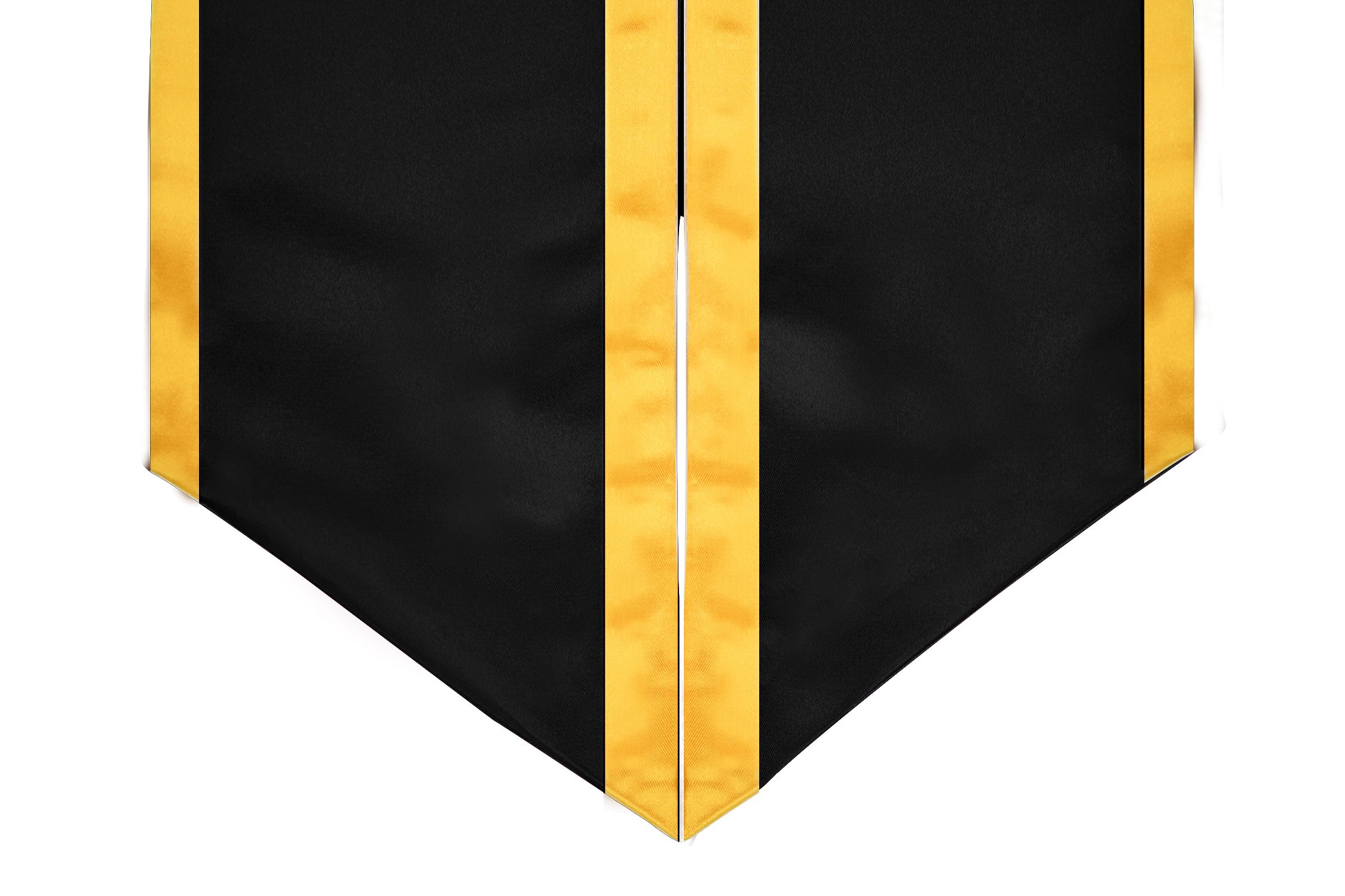 GraduationMall Plain Graduation Honor Stole Angled End Black With Gold Trim Unisex Adult 72" Long