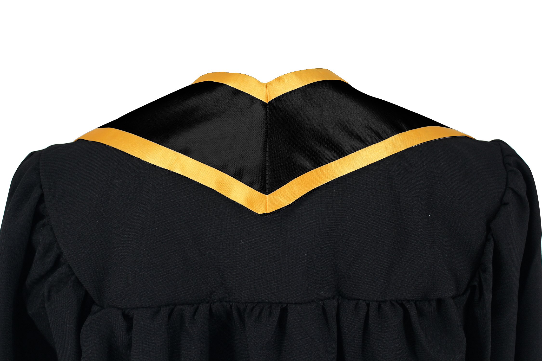 GraduationMall Plain Graduation Honor Stole Angled End Black With Gold Trim Unisex Adult 72" Long