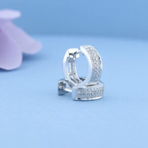 Dazzlingrock Collection Round White Diamond Double Row Unisex Hoop Earrings in 925 Sterling Silver