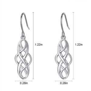 LAIMALA 925 Silver Earrings Celtic Knot Dangle Earrings Necklace Good Luck Polished Irish Jewelry Sets for Women Girls Christmas Gifts for women