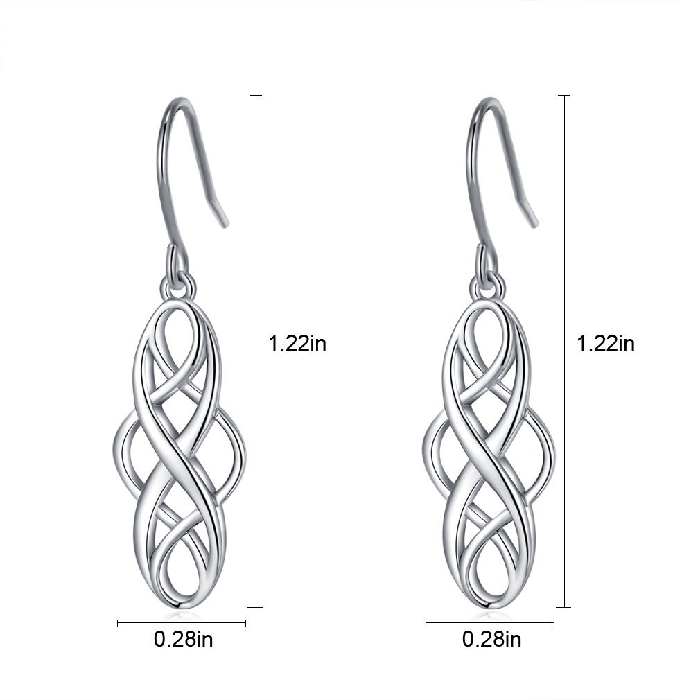 LAIMALA 925 Silver Earrings Celtic Knot Dangle Earrings Necklace Good Luck Polished Irish Jewelry Sets for Women Girls Christmas Gifts for women