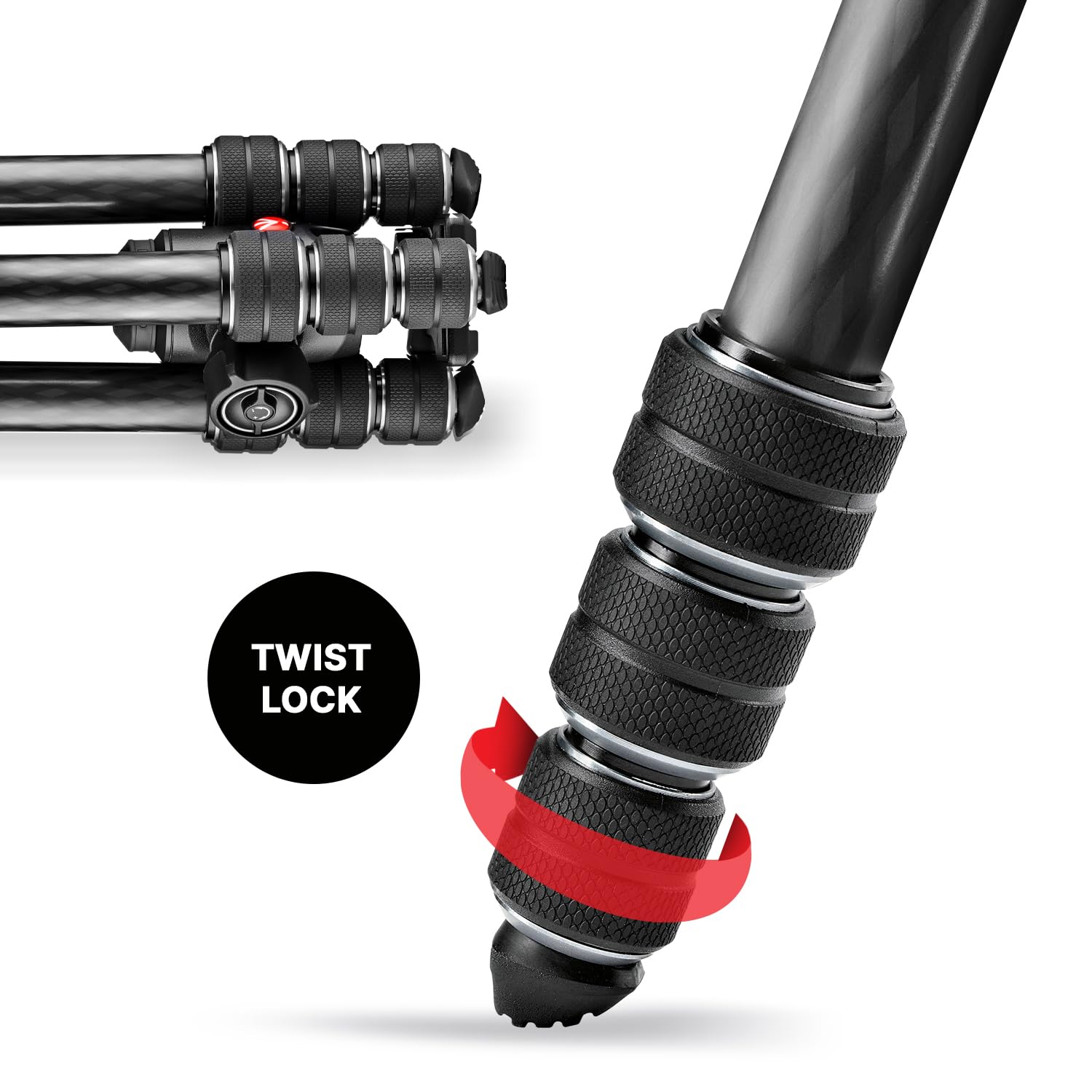 Manfrotto Befree GT 4-Section Carbon Fiber Travel Tripod with 496 Center Ball Head, Twist Lock, Black