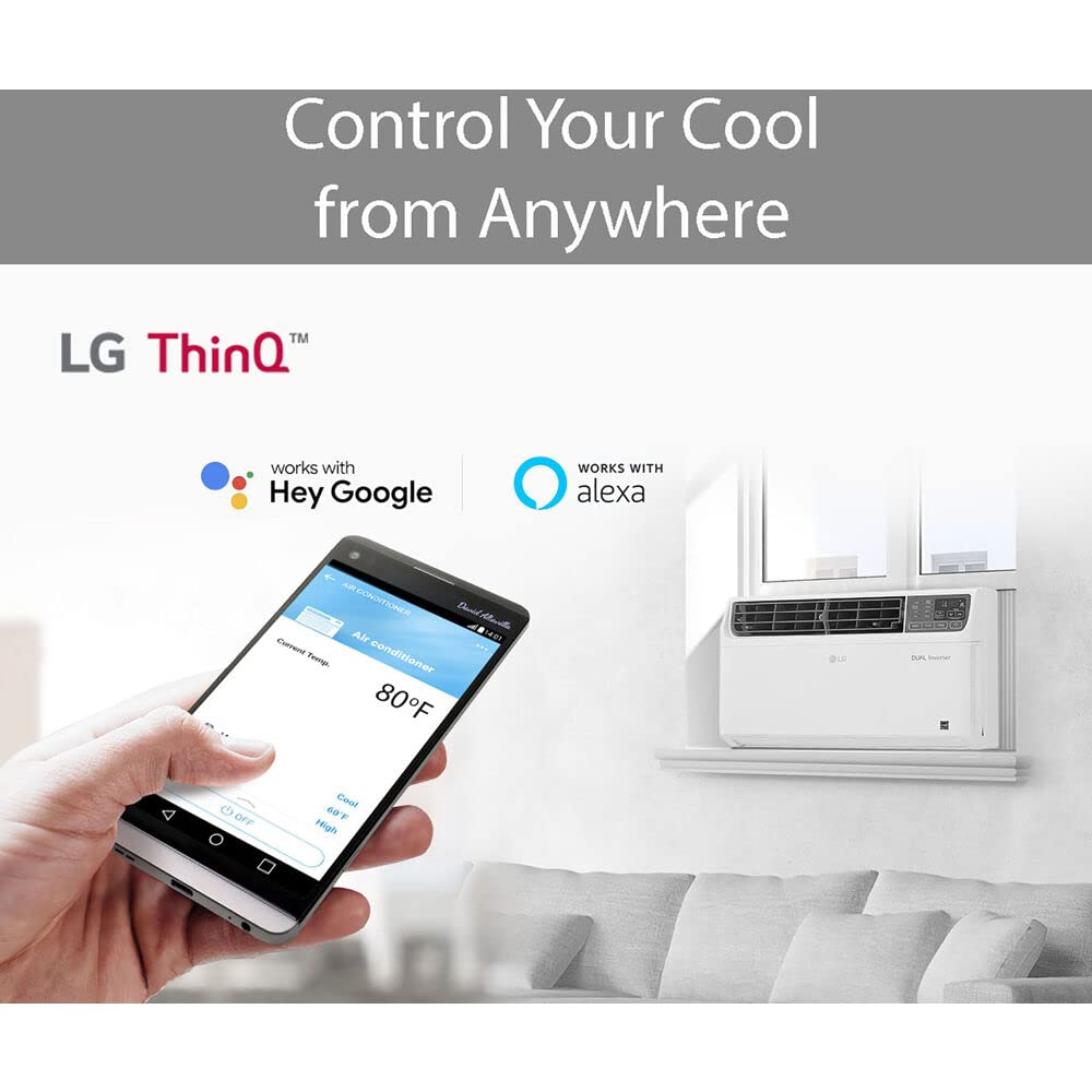 LG 14,000 BTU Dual Inverter Smart Window Unit Air Conditioner, Cools 800 Sq. Ft., Quiet Operation, Up to 25% More Energy Savings, ENERGY STAR®, works with LG ThinQ, Amazon Alexa and Hey Google, 115V