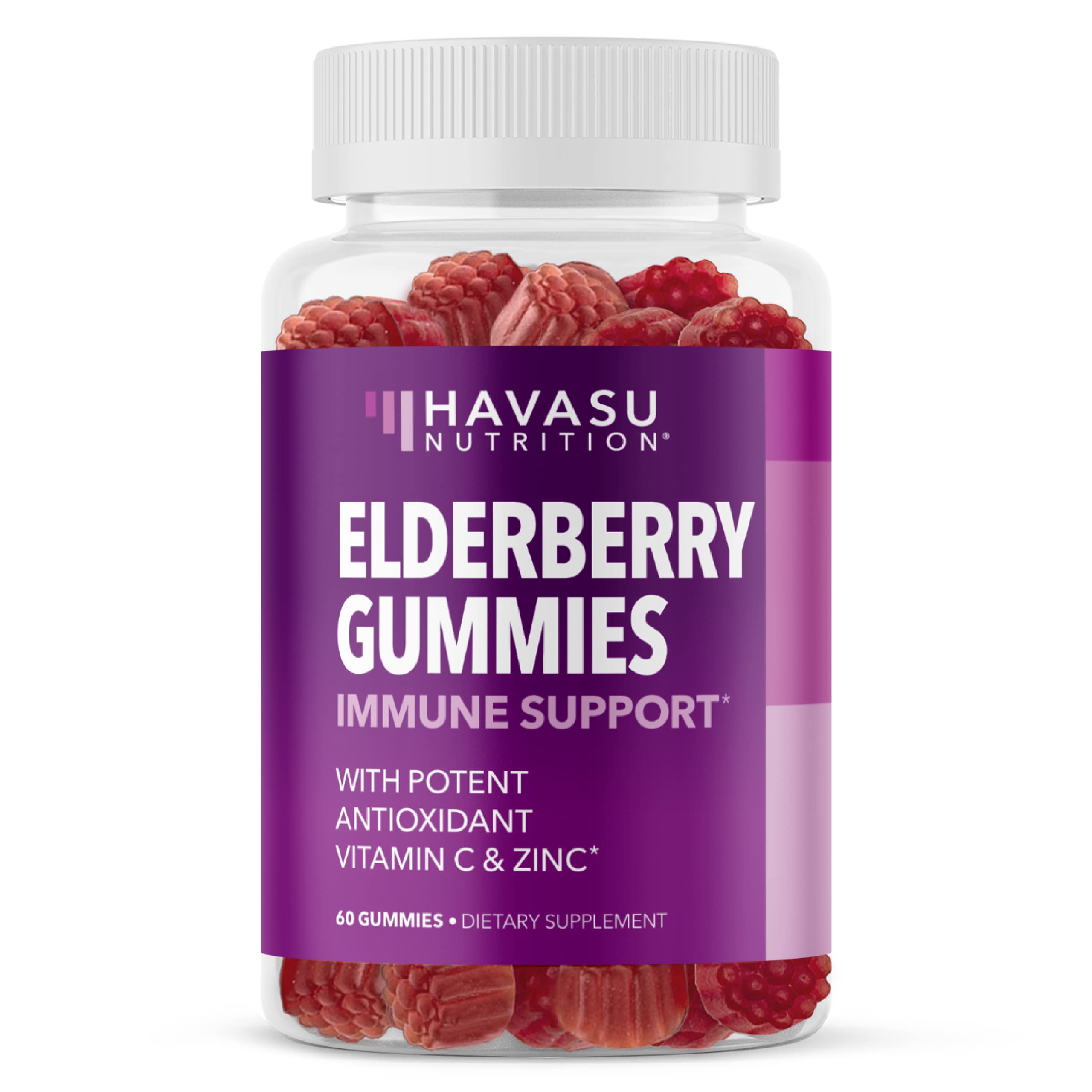 HAVASU NUTRITION Sambucus Elderberry Gummies for Adults | Month Supply Berry-Flavored Gummies