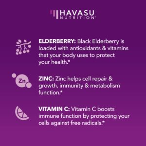 HAVASU NUTRITION Sambucus Elderberry Gummies for Adults | Month Supply Berry-Flavored Gummies