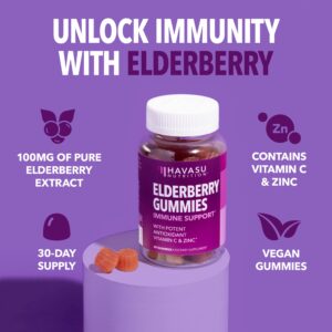 HAVASU NUTRITION Sambucus Elderberry Gummies for Adults | Month Supply Berry-Flavored Gummies