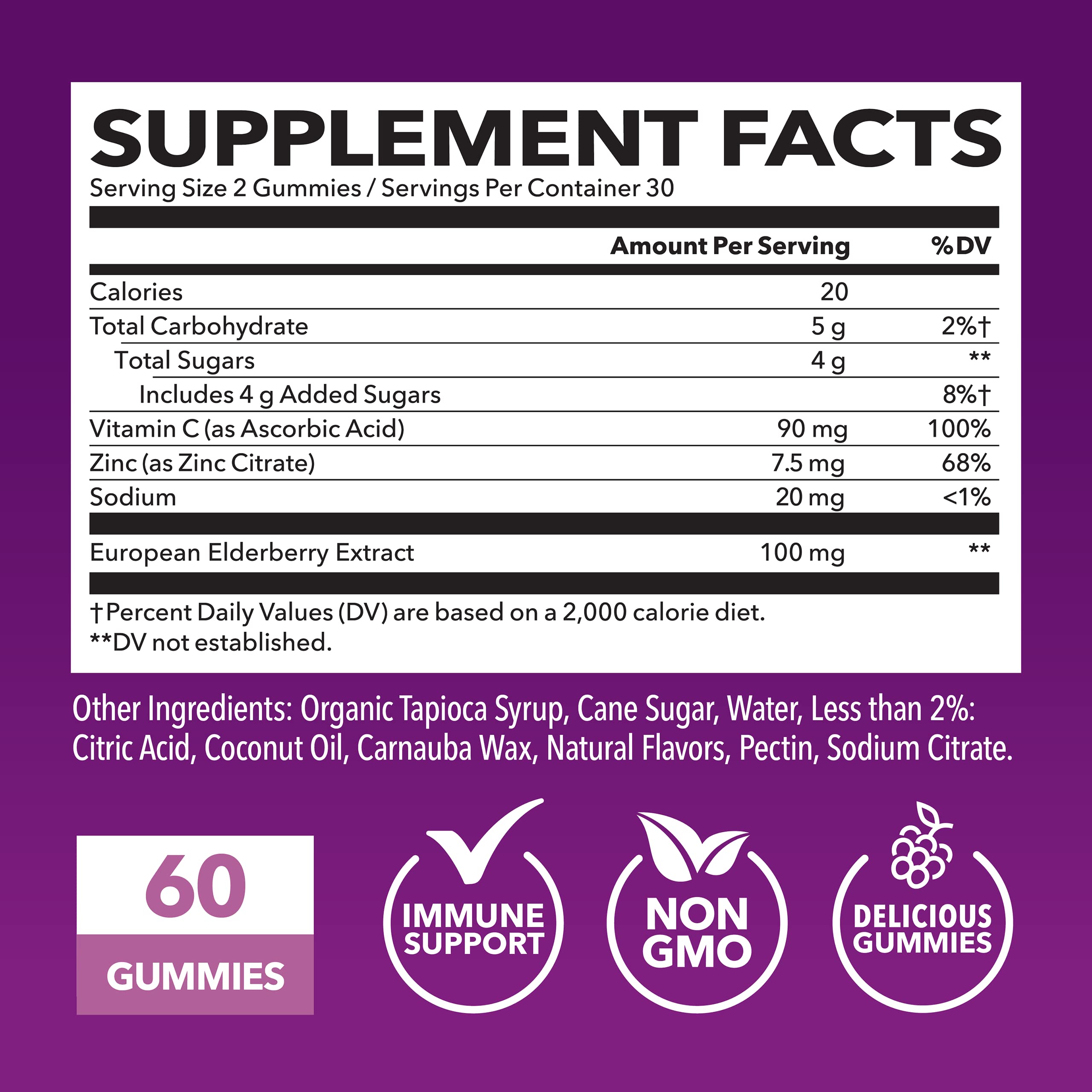 HAVASU NUTRITION Sambucus Elderberry Gummies for Adults | Month Supply Berry-Flavored Gummies