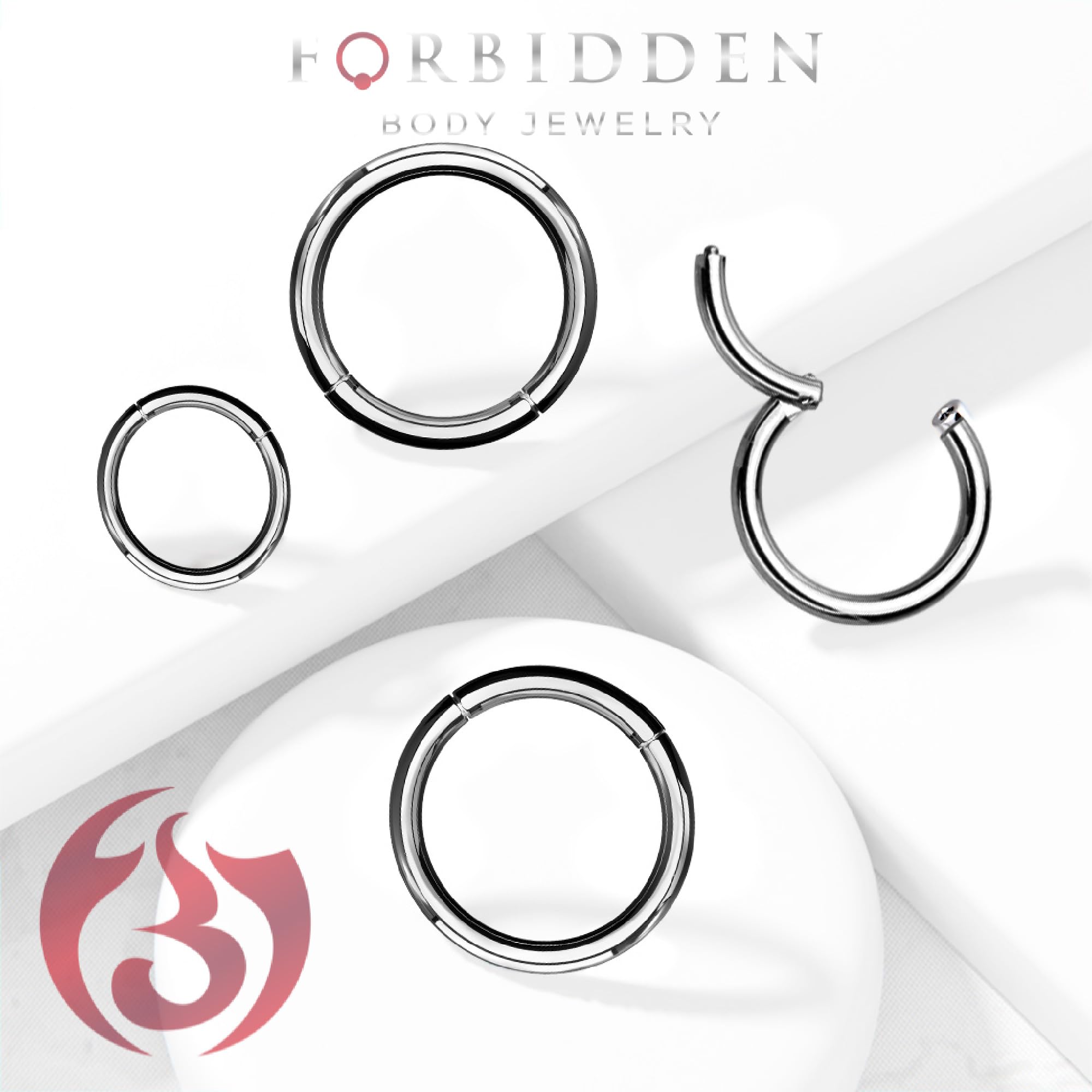 Forbidden Body Jewelry conch piercing jewelry, daith earrings, tragus hoop, 14g 10mm Titanium Hinged Seamless Body Piercing Hoop ring