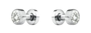 3mm (8ga) surgical steel screw fit cz center tunnel plug earrings (2pcs)