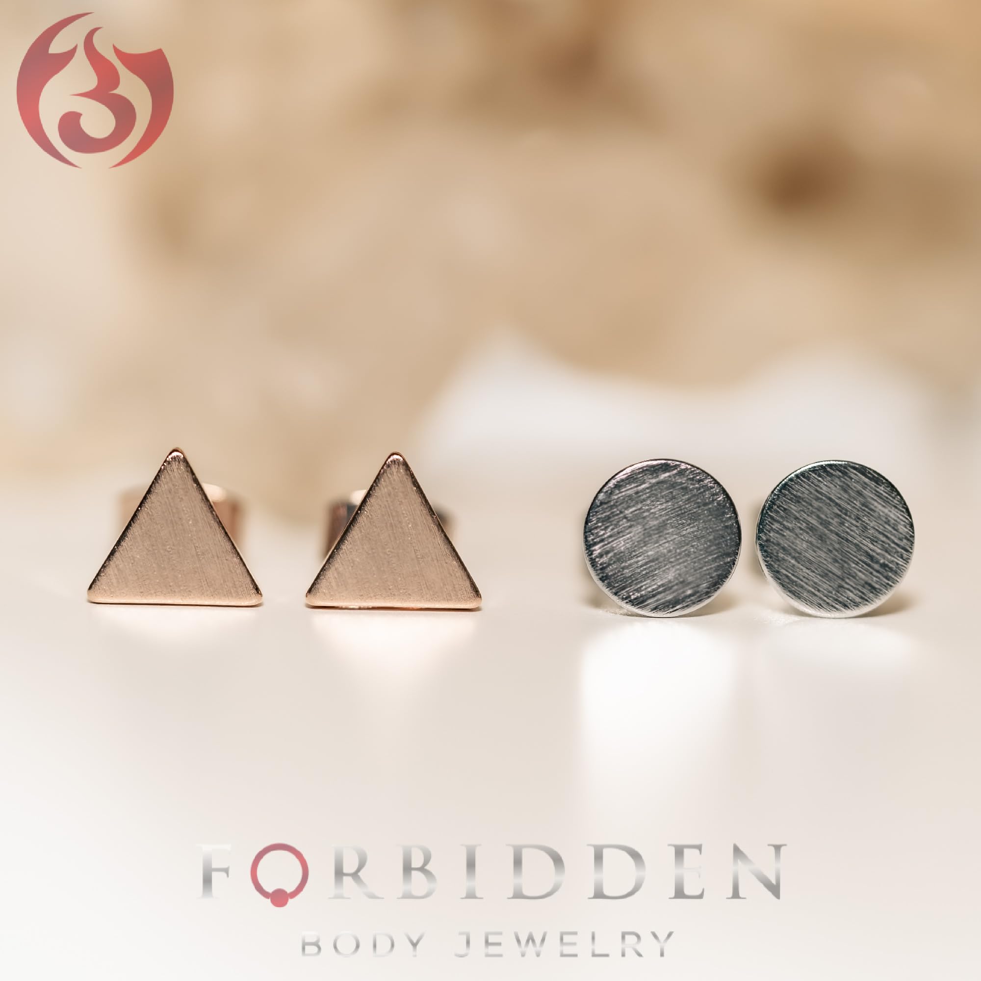 Forbidden Body Jewelry Circle-Shaped Rose Gold Tone Surgical Steel Brushed Finish Stud Earrings