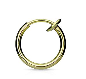 forbidden body jewelry surgical steel gold ip plated faux nose rings hoop 10mm 3/8 inch (no piercing required)