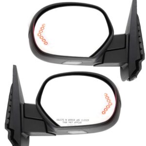 Kool Vue Power Heated Mirrors for Chevrolet Silverado 1500 GMC Sierra 1500 2007-2013 Power Fold With Signal Light & Puddle Lamp; Without Blind Spot, Memory & Auto-Dimming with 2 Caps Pair New Body