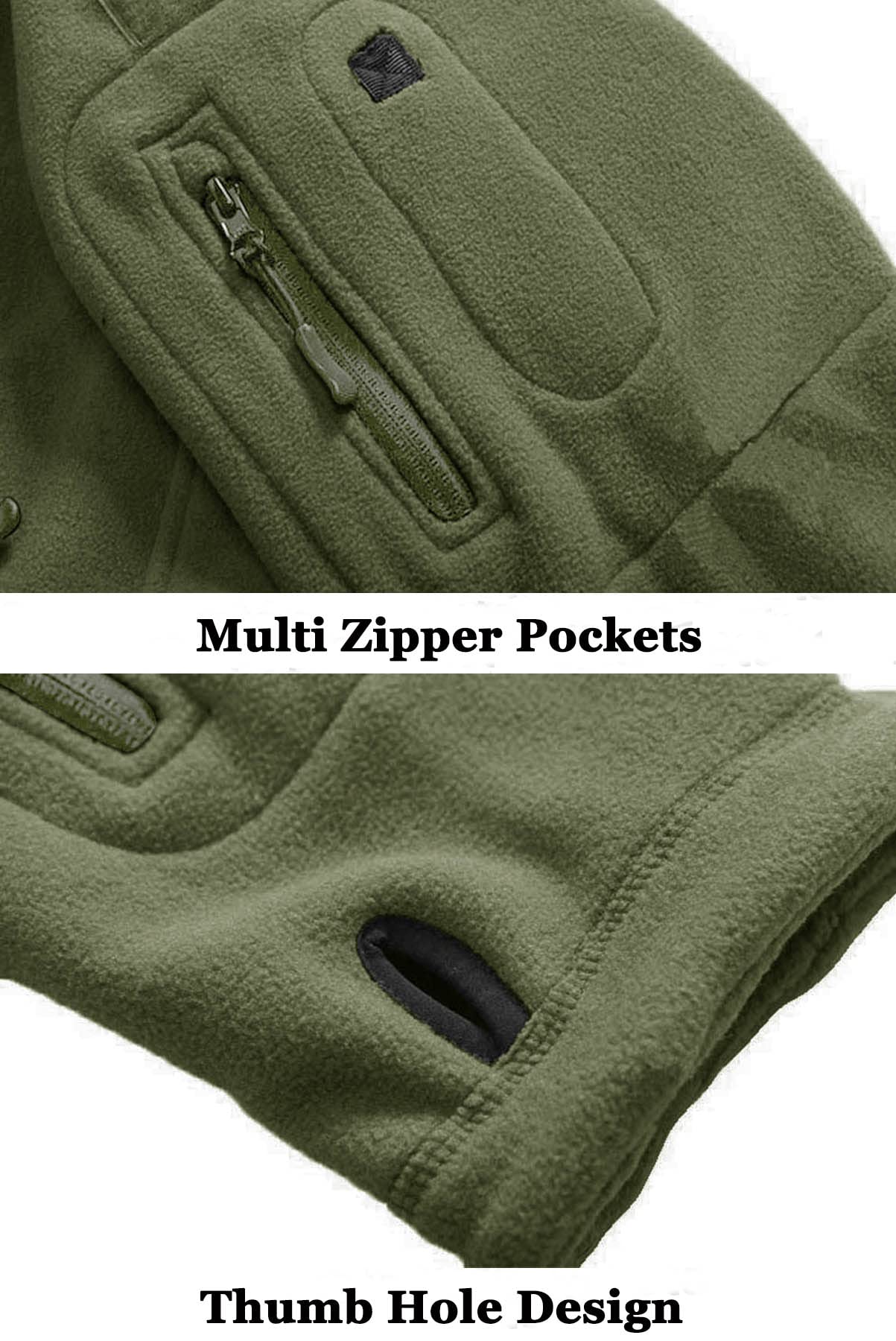 BIYLACLESEN Tactical Fleece Sweater for Men Fleece Track Jacket Thermal Fleece Lined Hooded Full Zip Tactical Jacket Hunting Army L